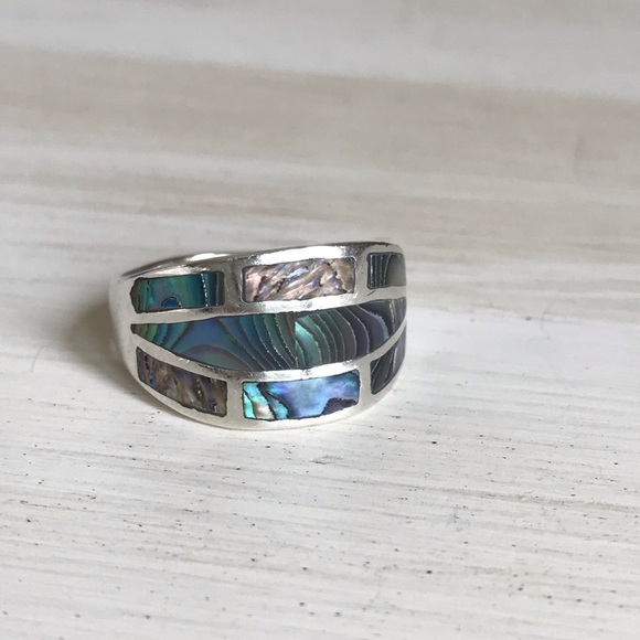 Vintage | Jewelry | Sterling Silver Vintage Abalone Ring Size 9 | Poshmark